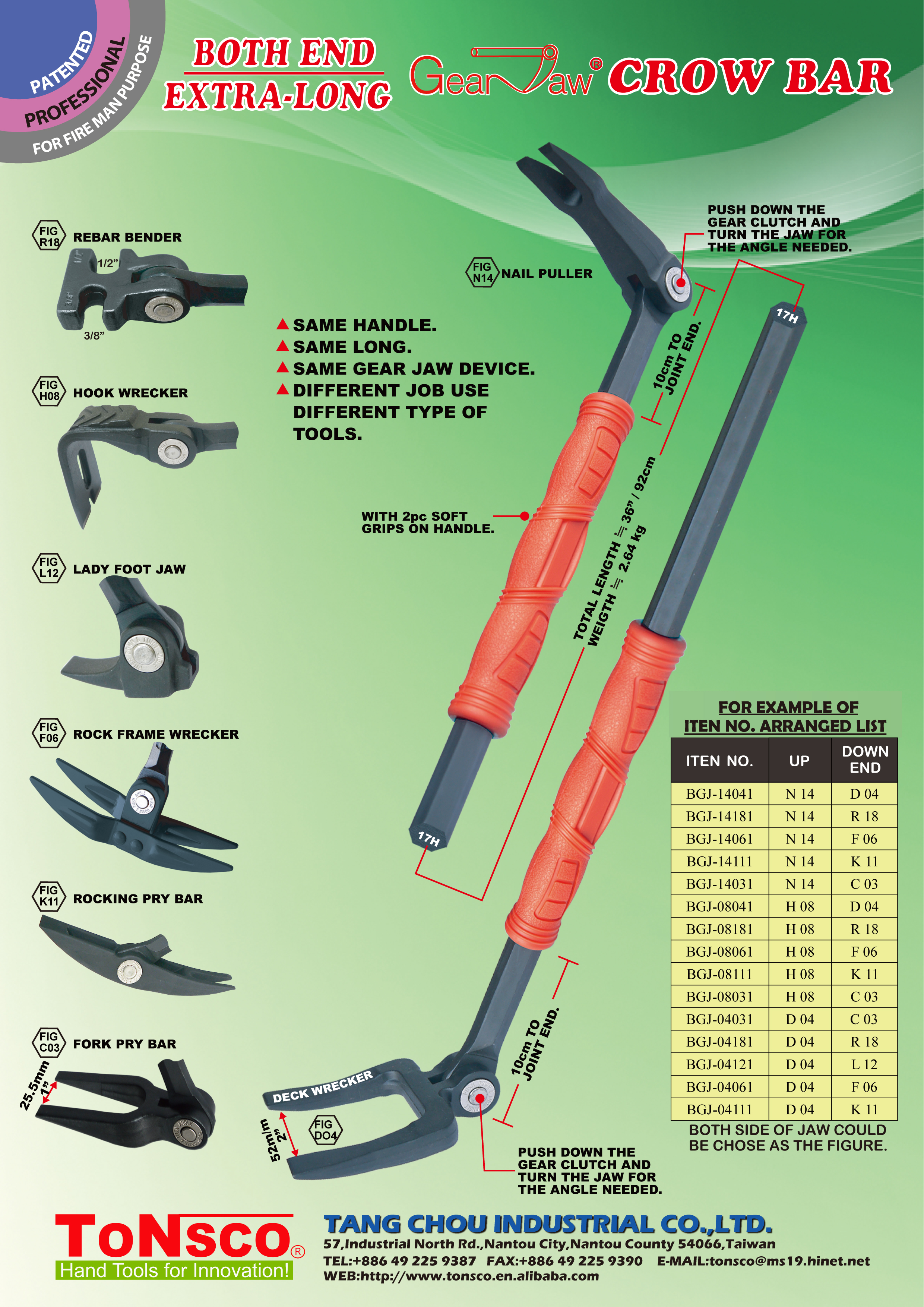 GearJaw(R) Crow Bar Both End Extra Long